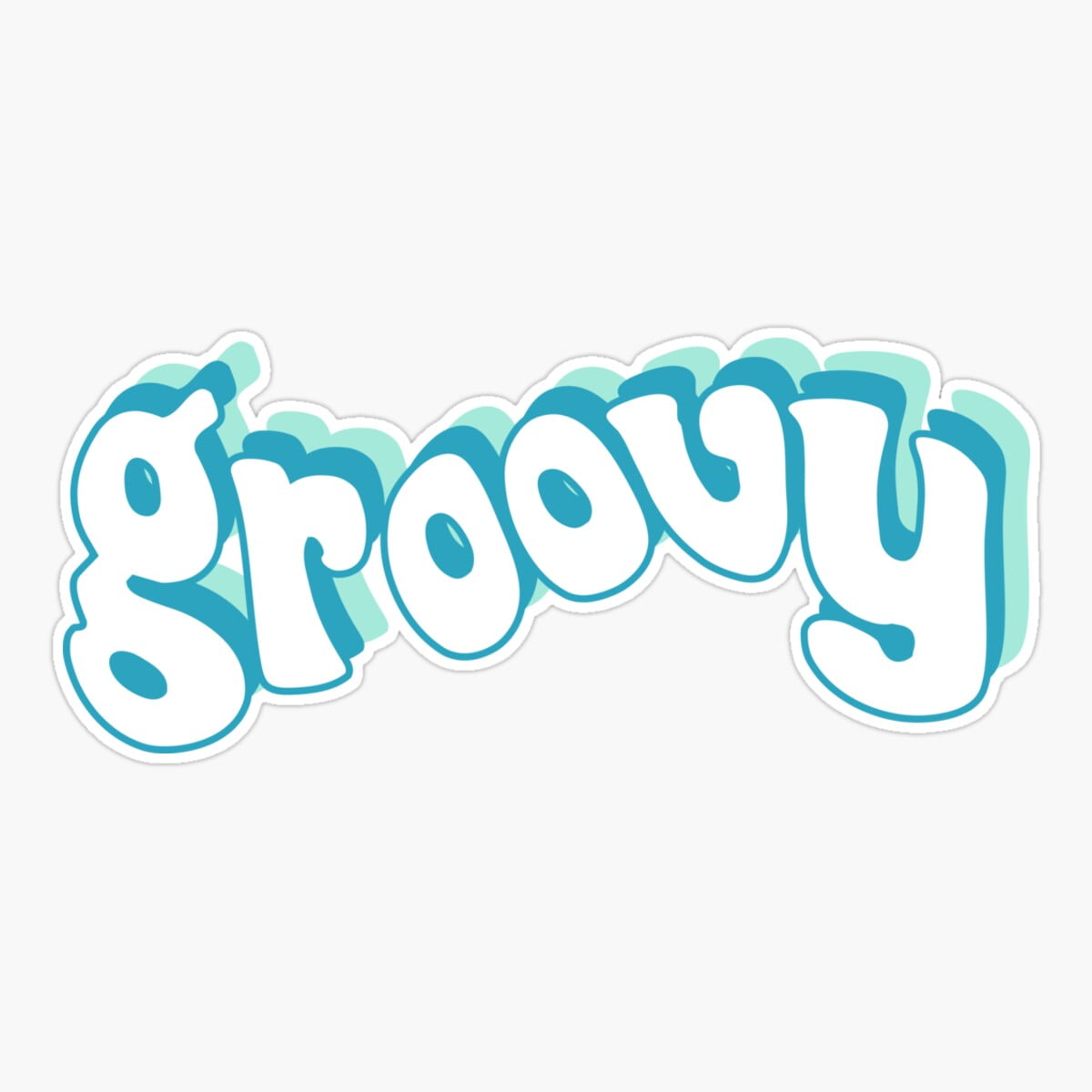 Onim Groovy Retro Blue And Teal 70S Sticker, Phone Decal Water Bottle ...