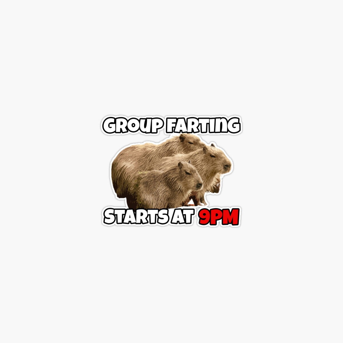 Onim Group Farting Starts At 9Pm - Funny Capybara Capy Meme Sticker ...