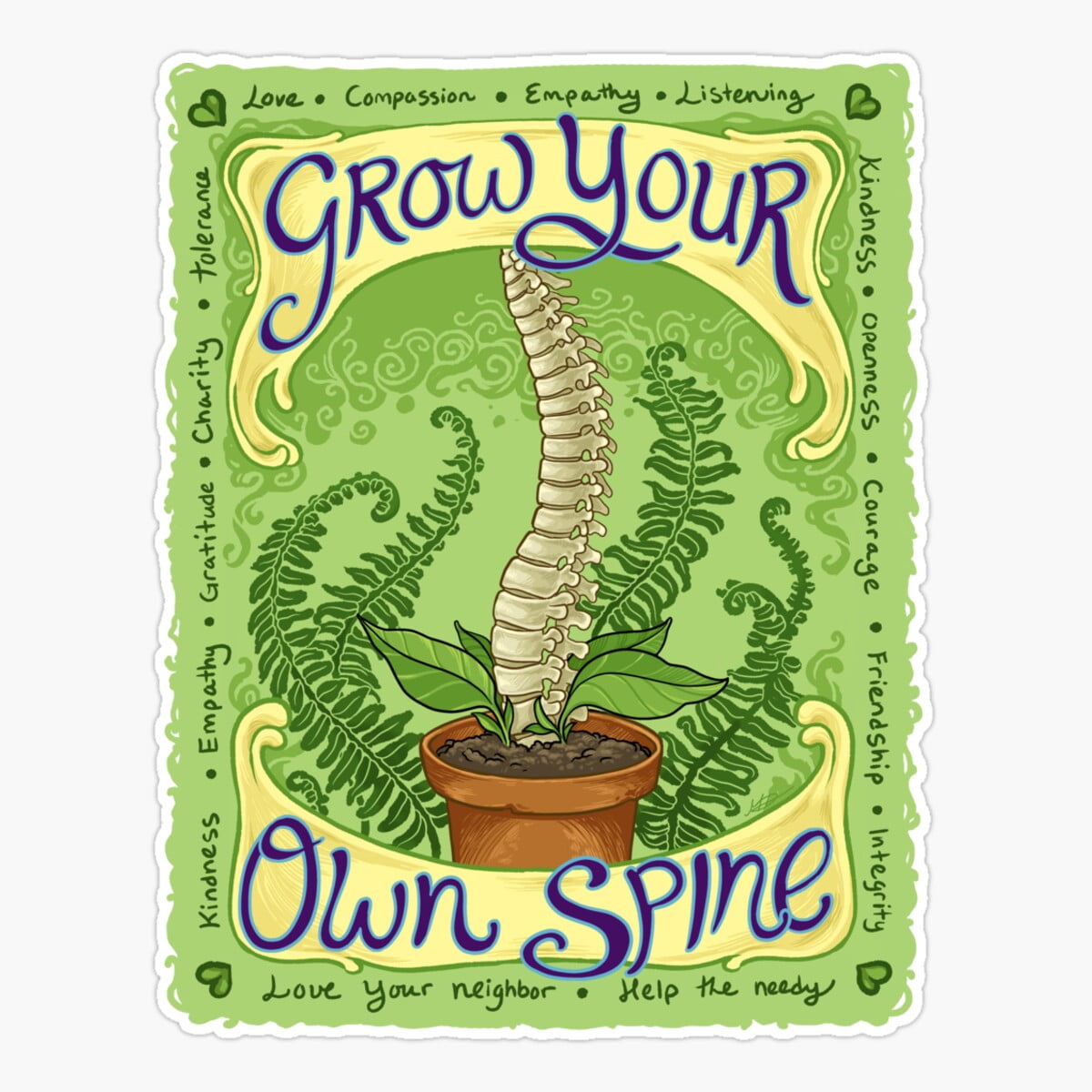 Onim Grow Your Own Spine Sticker, Phone Decal Water Bottle Stickers Car ...