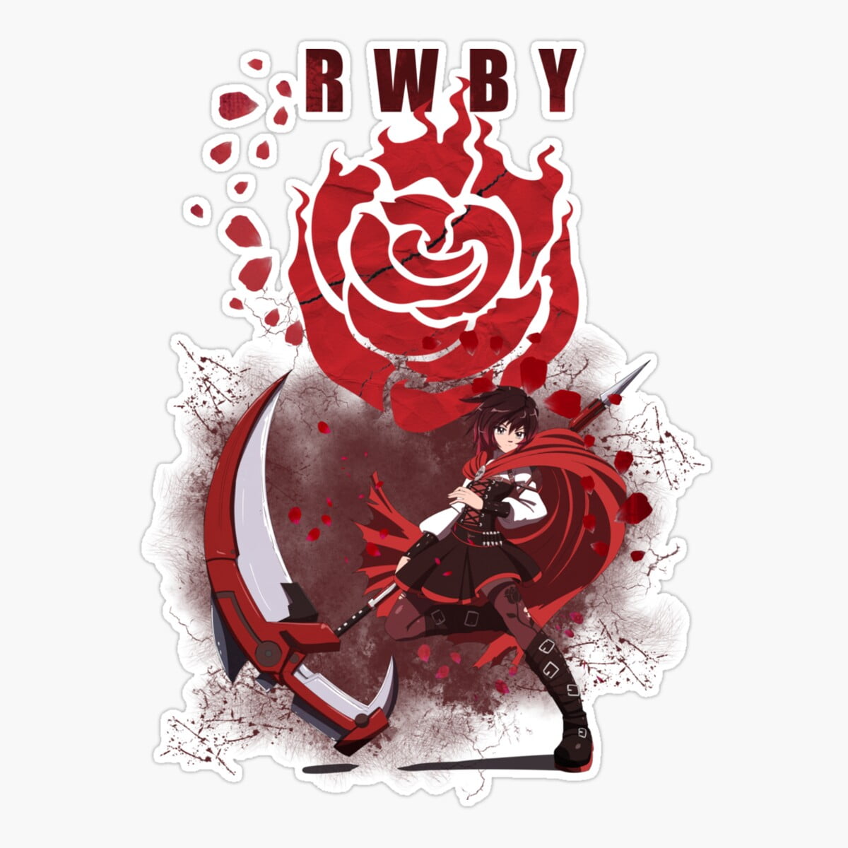 Onim Grunge Style Anime Poster | Rwby - Ruby Rose Sticker, Phone Decal ...