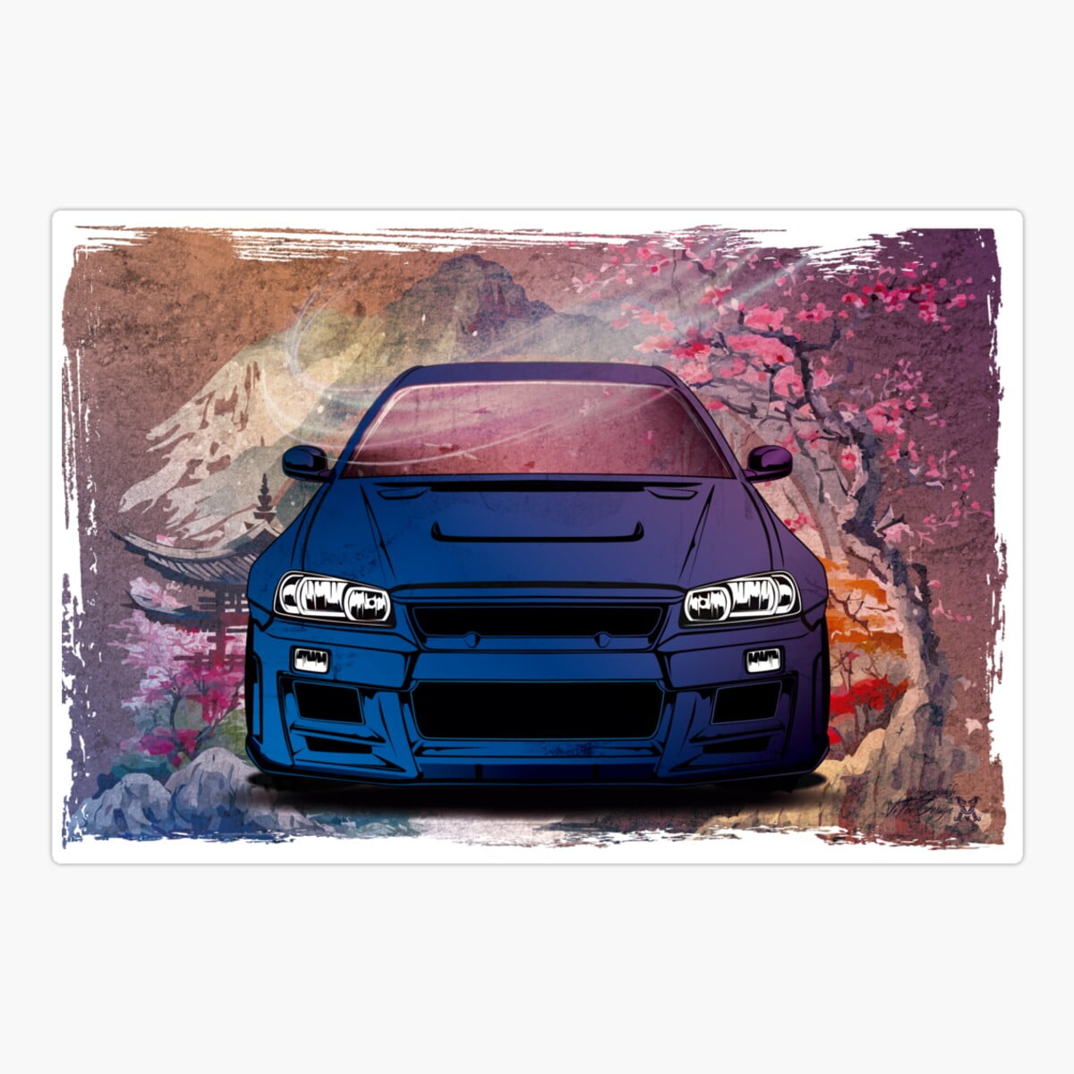 Onim Gtr R34 Metal Print For Fans Of Japanese Automotive Culture ...