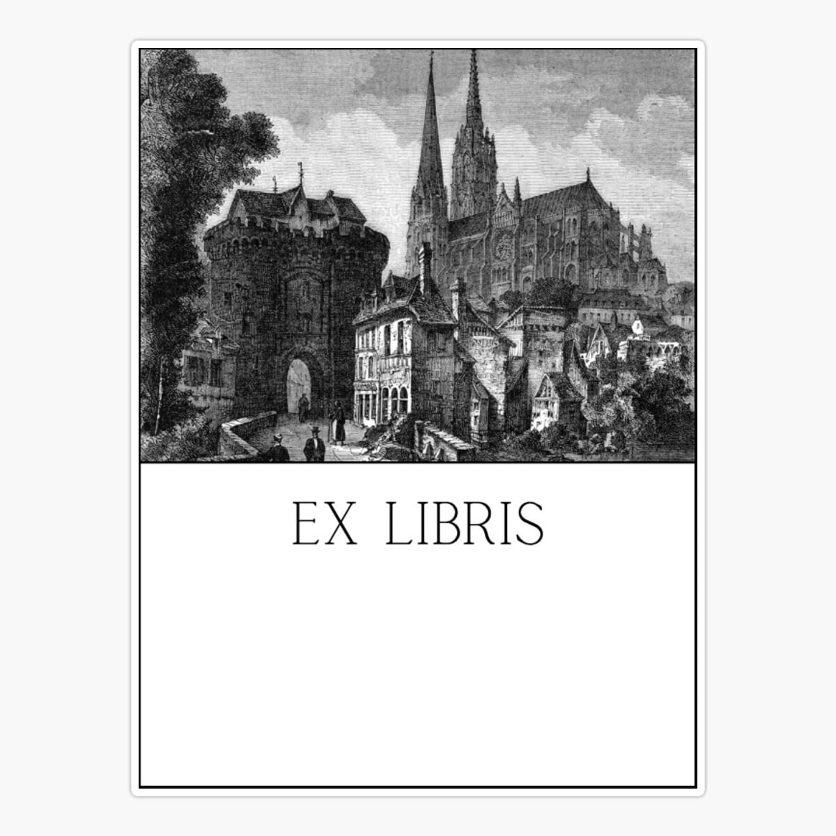 Onim Guillaume Gate And Chartres Cathedral Ex Libris Sticker, Phone ...
