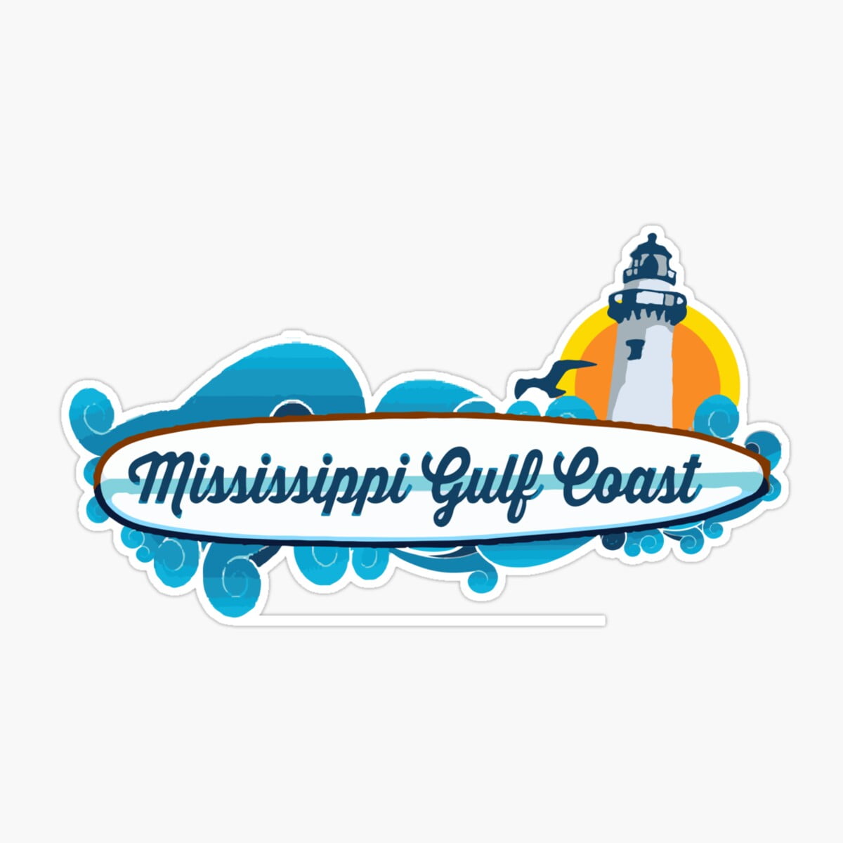 Onim Gulf Coast - Mississippi. Sticker, Phone Decal Water Bottle ...