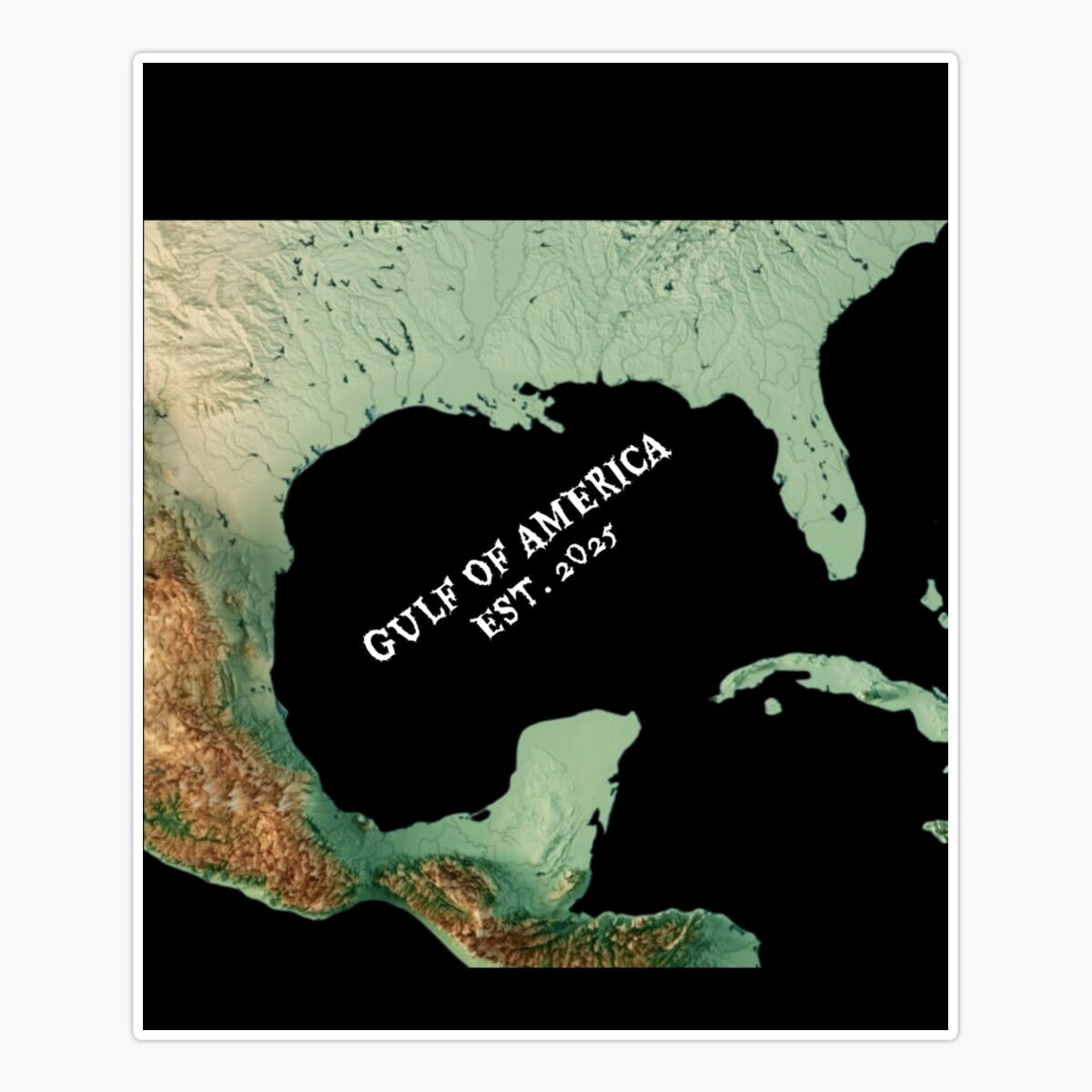 Onim Gulf Of America - American Map Revised Sticker, Phone Decal Water ...