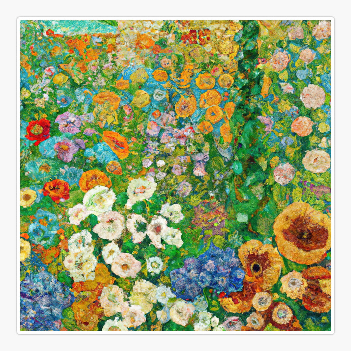 Onim Gustav Klimt Flower Garden Sticker, Phone Decal Water Bottle ...