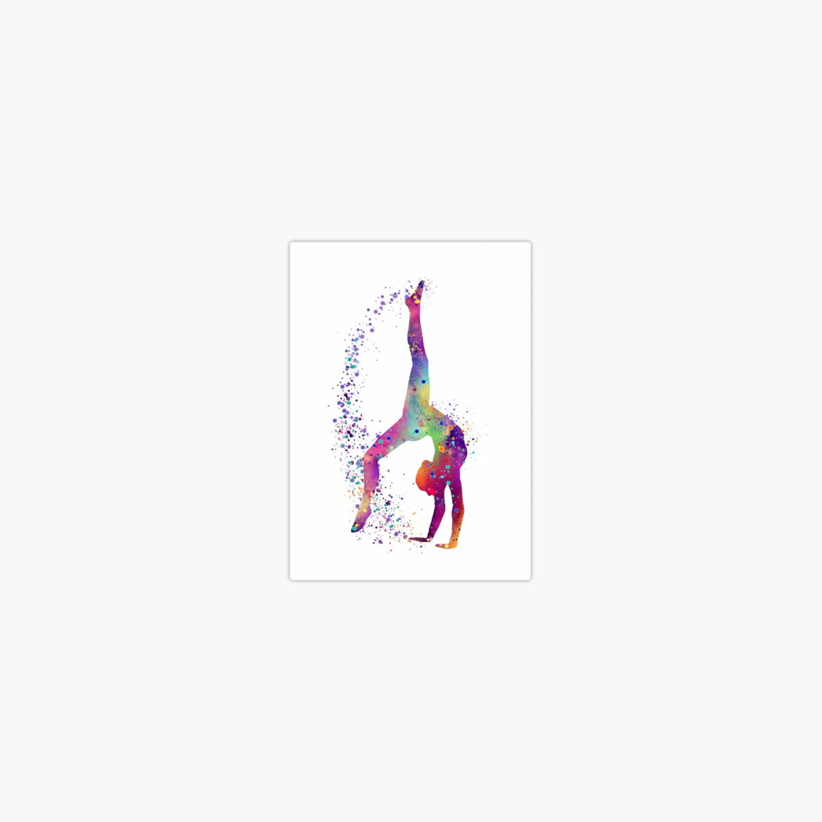 Onim Gymnastics Tumbling Girl Watercolor Silhouette Sticker, Phone ...