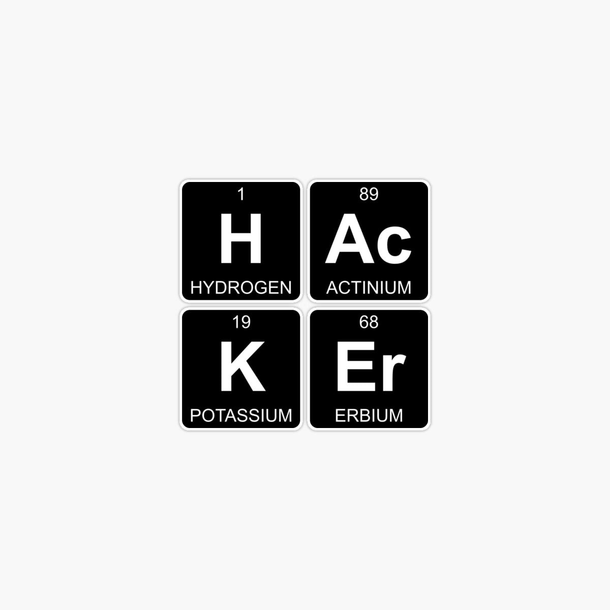 Onim H Ac K Er - Hacker - Periodic Table - Chemistry Sticker - Walmart.com
