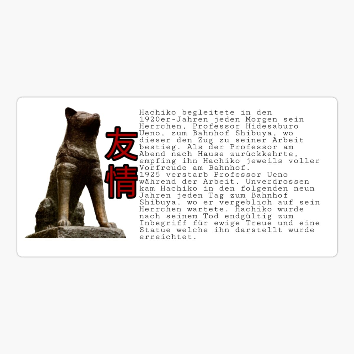Onim Hachiko Is Still Waiting Sticker, Phone Decal Water Bottle ...