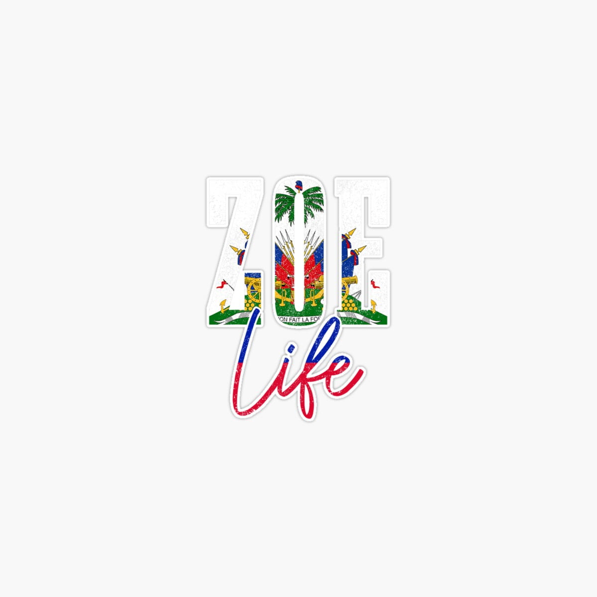 Onim Haiti Flag Zoe Haitian Life Pride Vintage Haiti Sticker - Walmart.com
