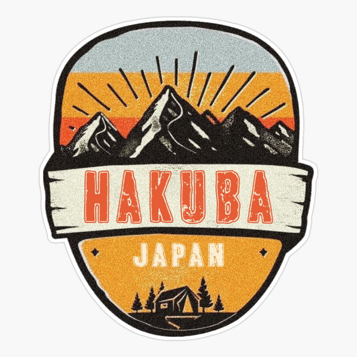 Onim Hakuba Japan Mountain Vintage Sticker, Phone Decal Water Bottle ...
