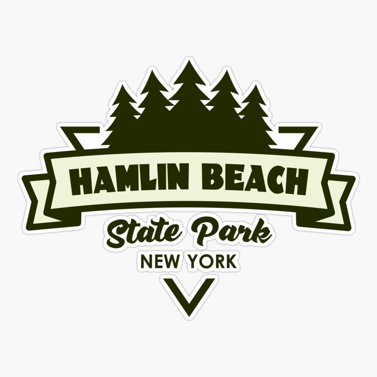 Onim Hamlin Beach State Park New York Trees And Ribbon Sticker, Phone ...