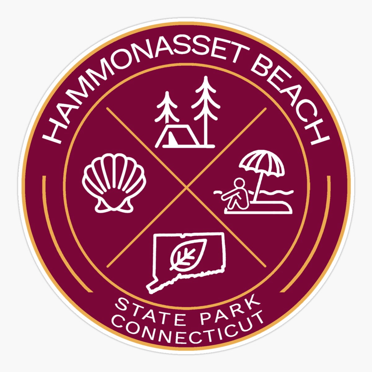 Onim Hammonasset Beach State Park Heraldic Logo Sticker, Phone Decal ...