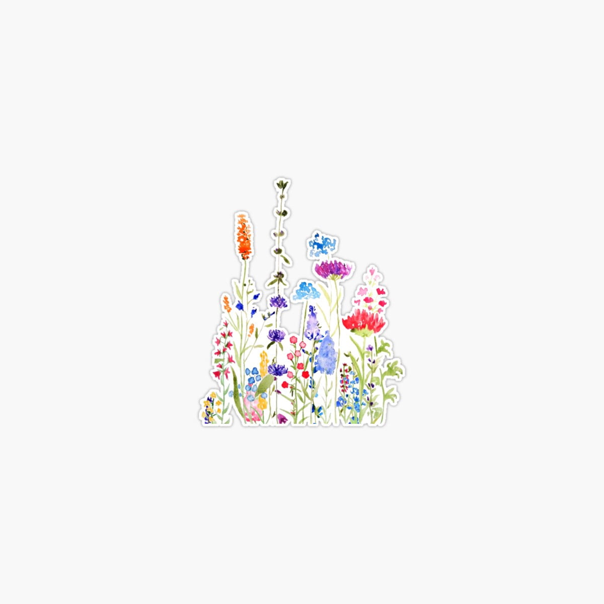 Onim Hand Painted Colorful Wild Flowers Watercolor Painting Sticker ...