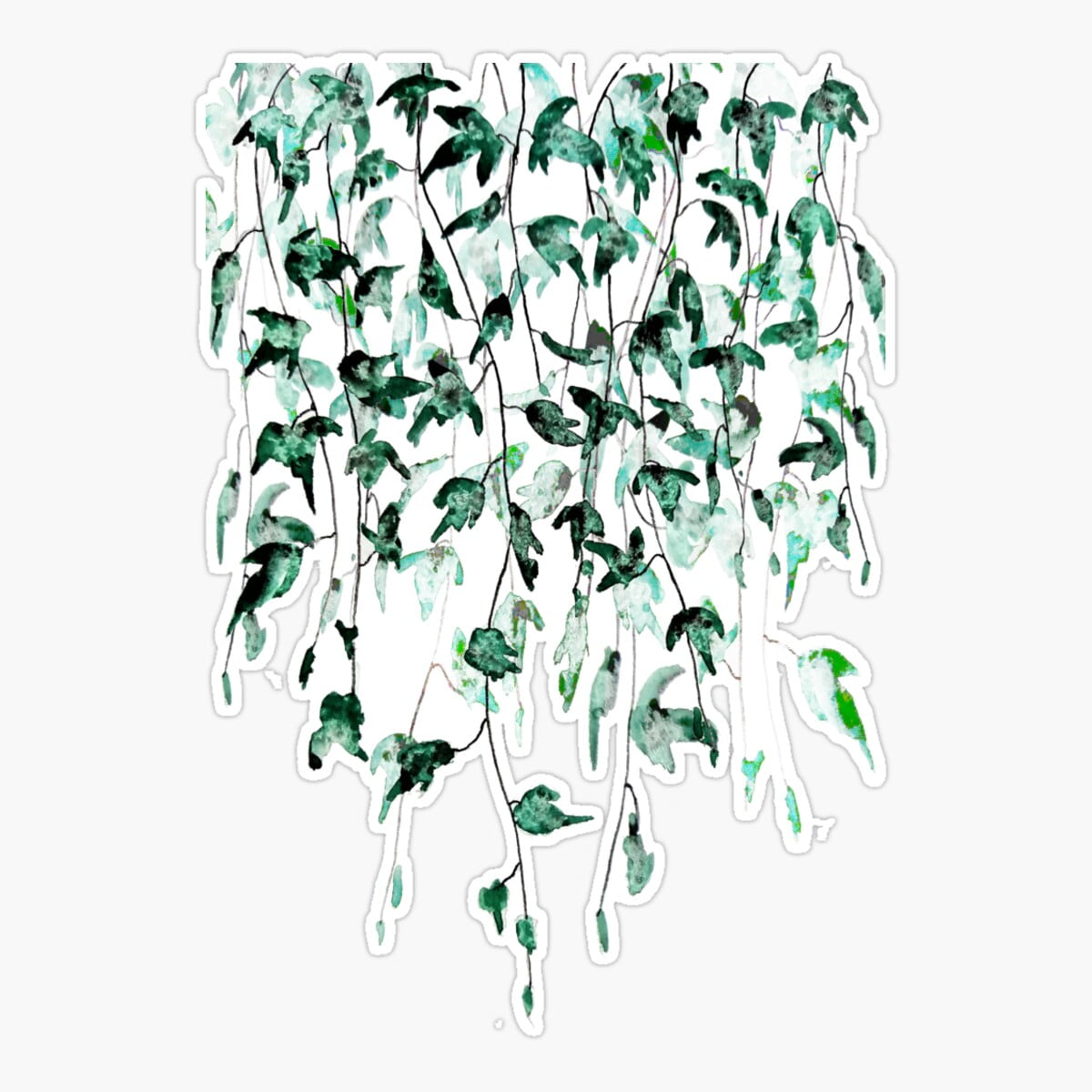 Onim Hand Painted Ivy On The Wall Watercolor Sticker, Phone Decal Water ...