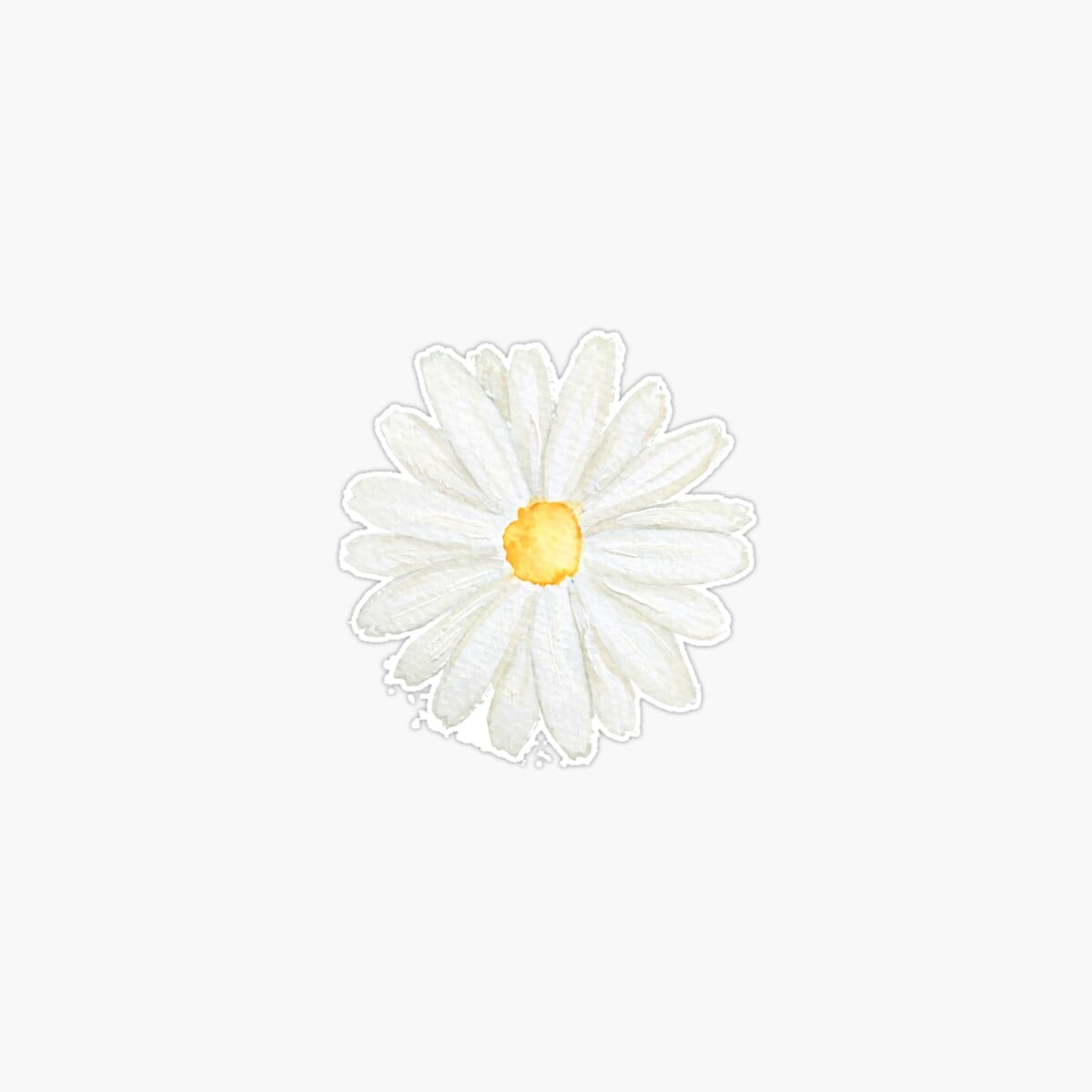 Onim Hand Painted One Little White Daisy Watercolor Sticker, Phone ...