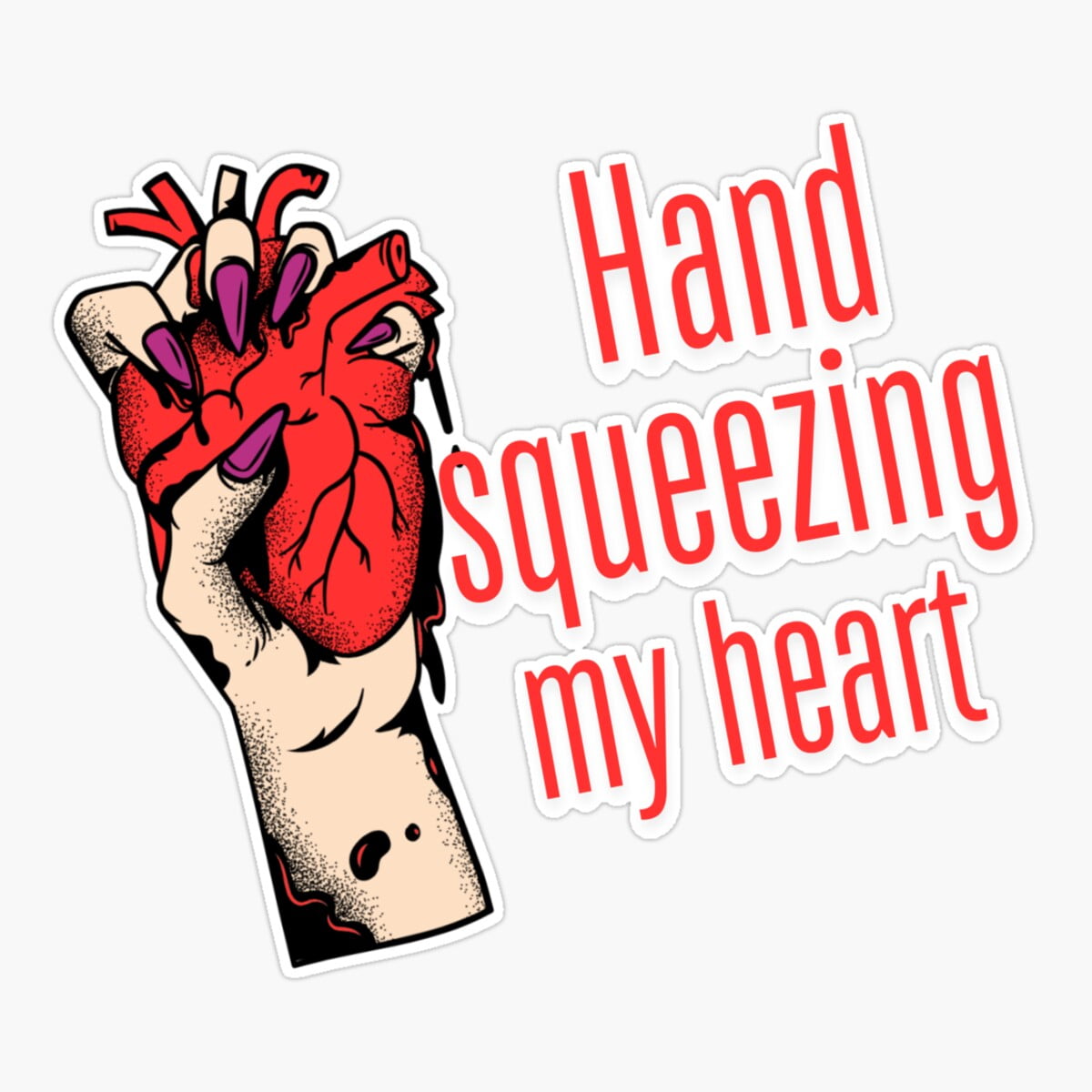 Onim Hand Squeezing My Heart – Bold And Emotional Design Sticker, Phone ...