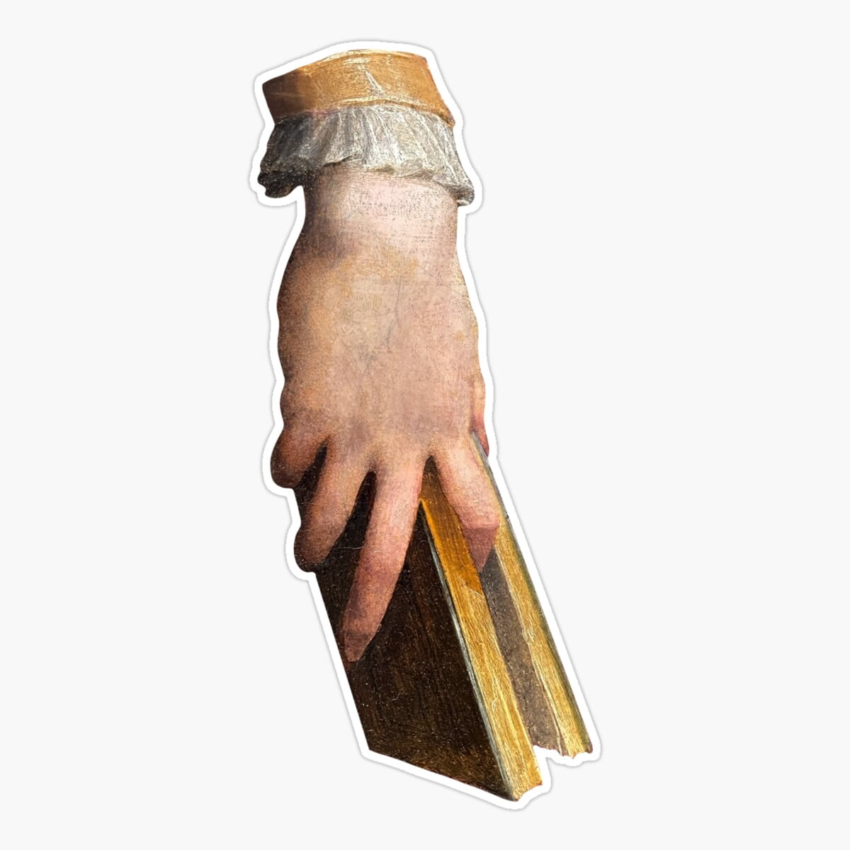 Onim Hand With Book Detail Renaissance Aesthetic Sticker, Phone Decal ...