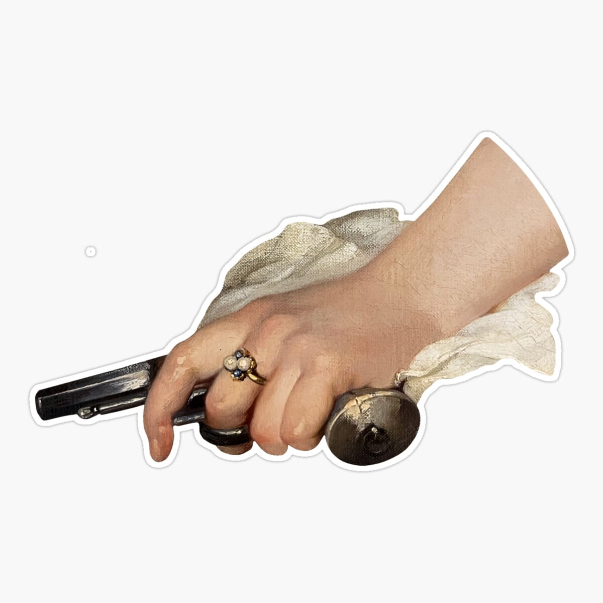 Onim Hand With Gun Detail Renaissance Aesthetic Sticker, Phone Decal ...