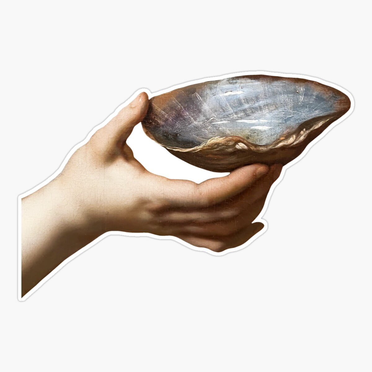 Onim Hand With Seashell Detail Renaissance Aesthetic Sticker, Phone ...
