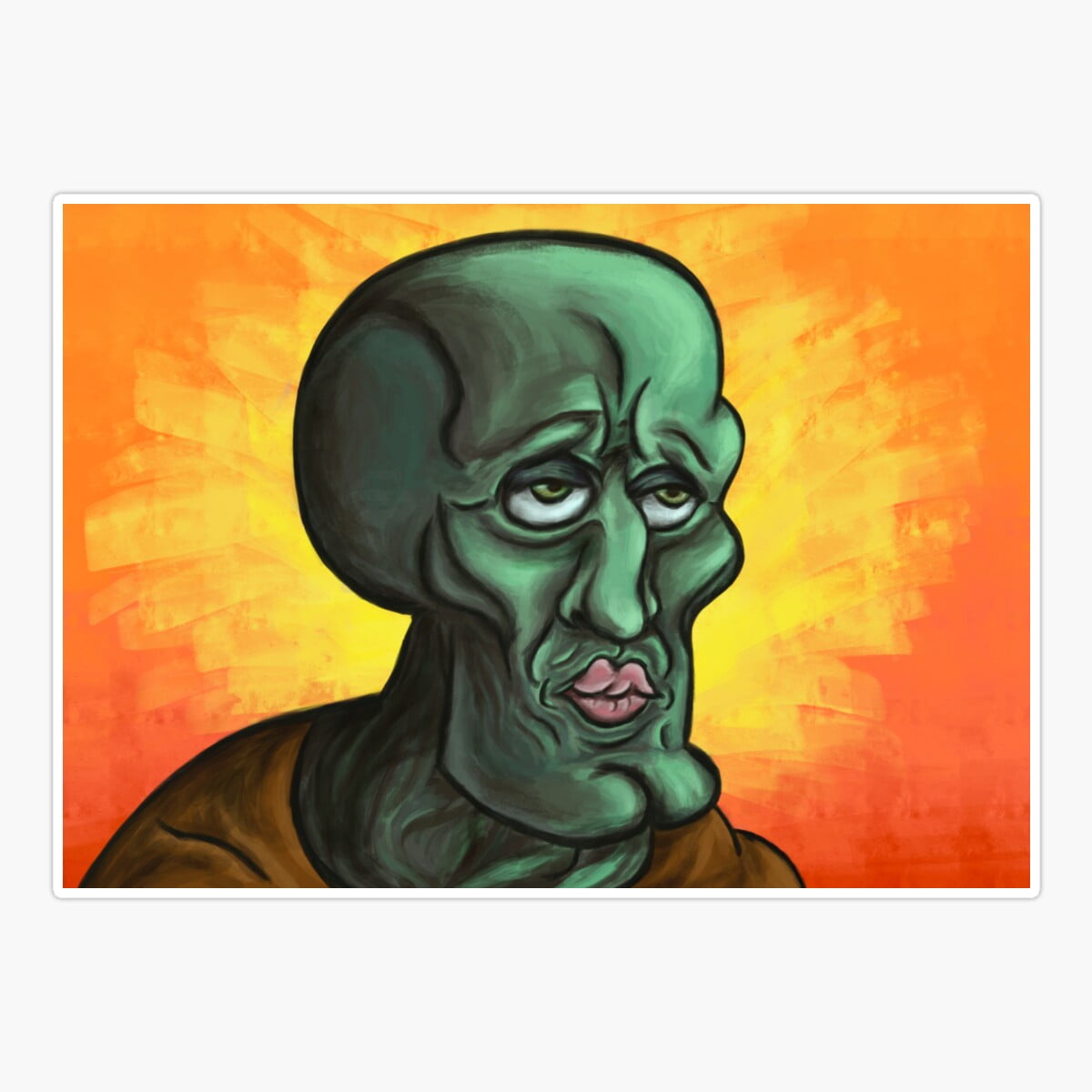 Onim Handsome Squidward Meme (Bright) Sticker, Phone Decal Water Bottle Stickers Car Decals ...