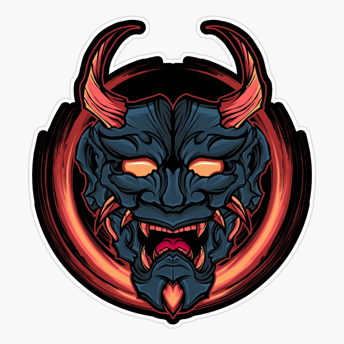 Onim Hannya Mask Illustration Sticker, Phone Decal Water Bottle Stickers Car Decals, Funny ...