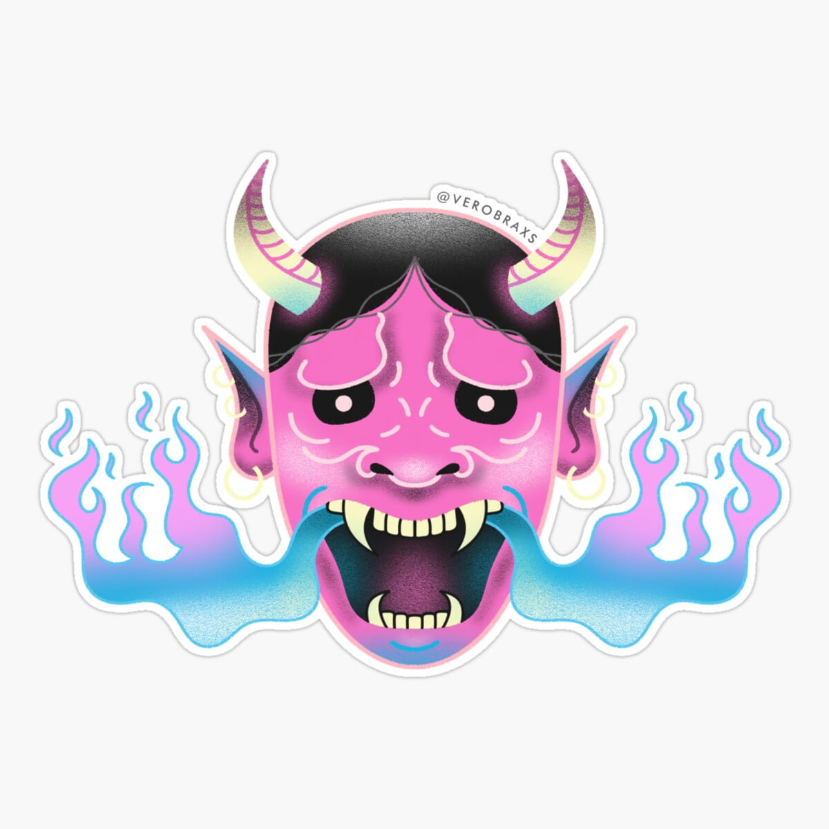 Onim Hannya Mask Sticker, Phone Decal Water Bottle Stickers Car Decals, Funny Birthday Gift ...