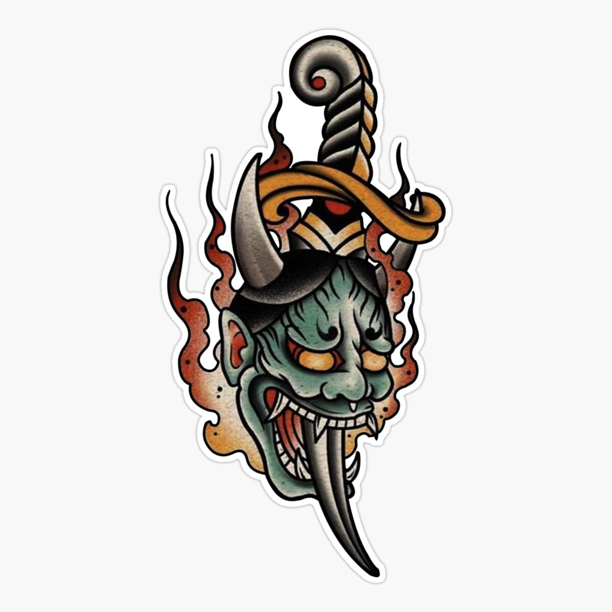 Onim Hannya Mask Tattoo Sticker, Phone Decal Water Bottle Stickers Car Decals, Funny Birthday ...