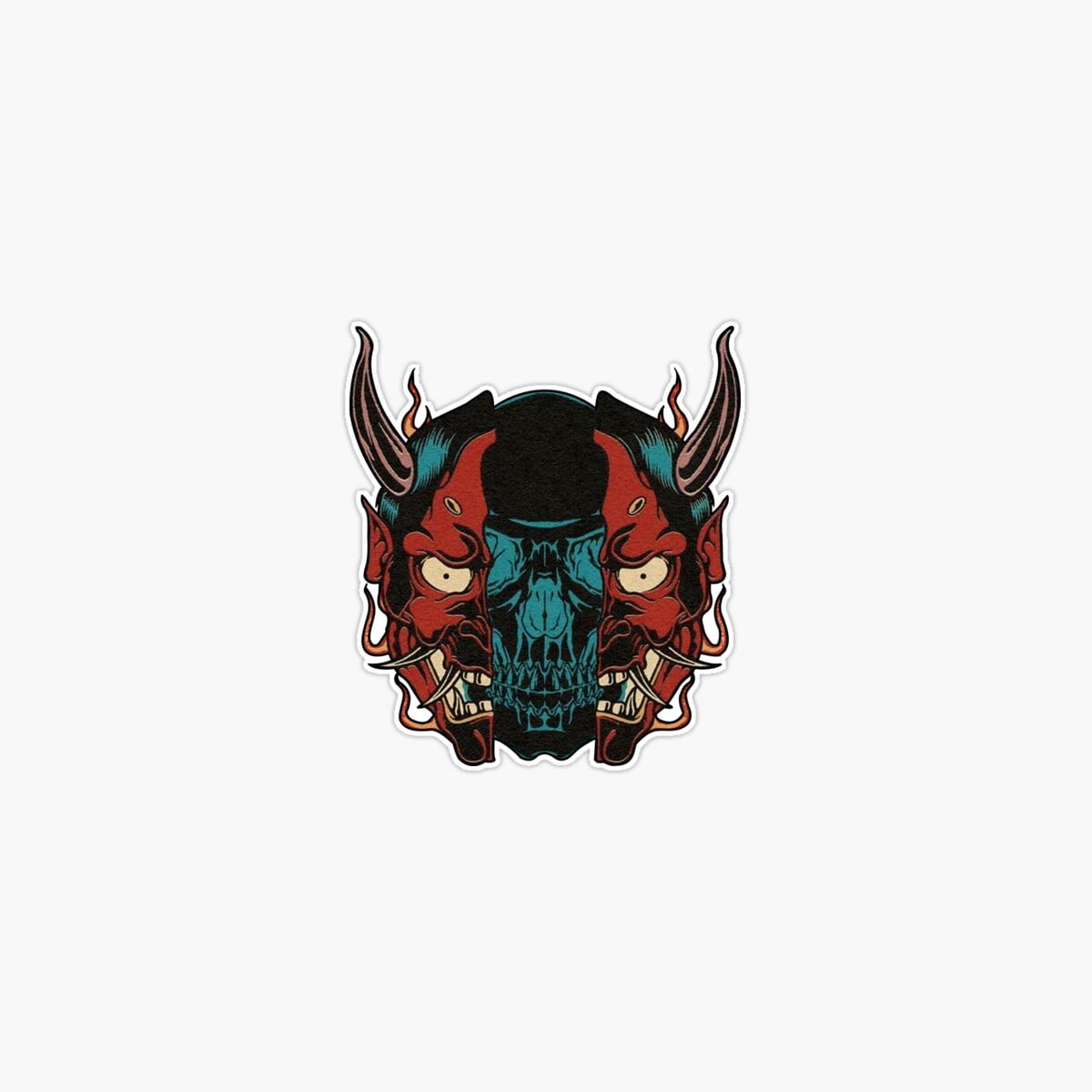 Onim Hannya Mask Tattoo Sticker - Walmart.com