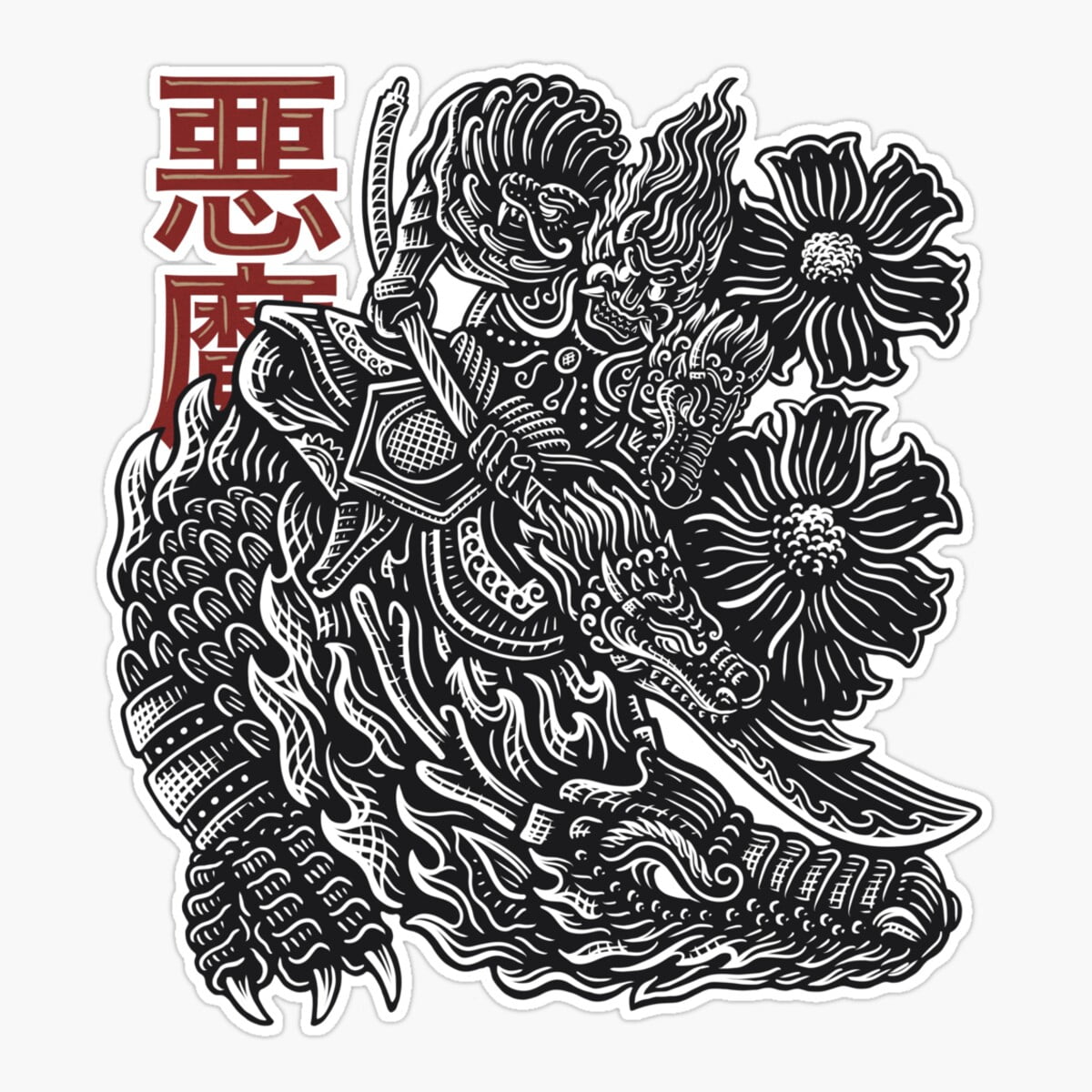 Onim Hannya Onimask B&W Sticker, Phone Decal Water Bottle Stickers Car ...