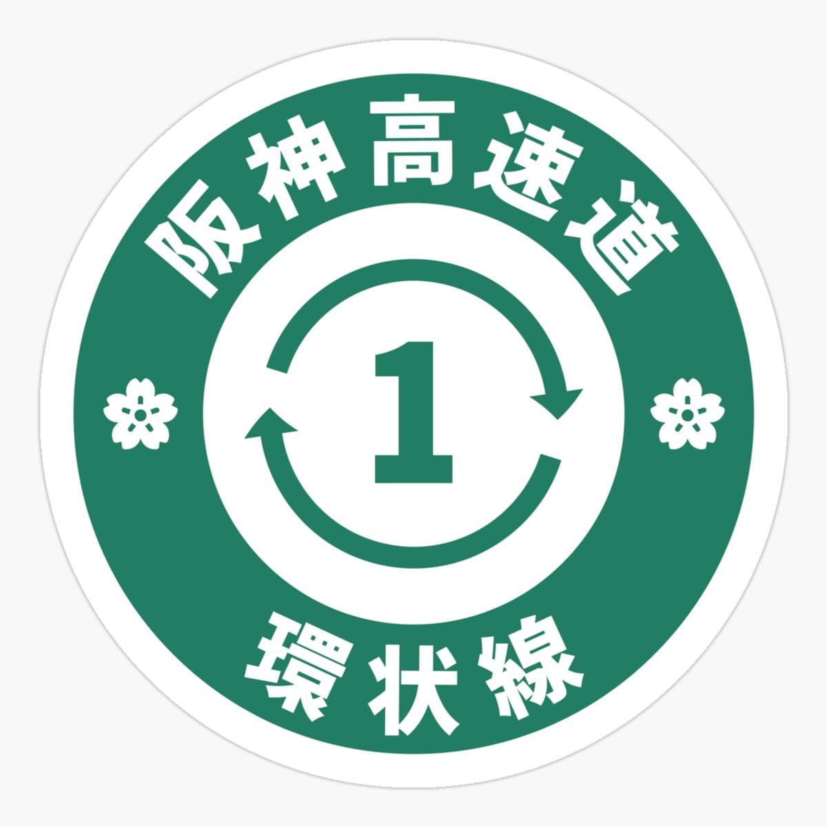Onim Hanshin Expressway Loop Line White-Green Sticker, Phone Decal ...