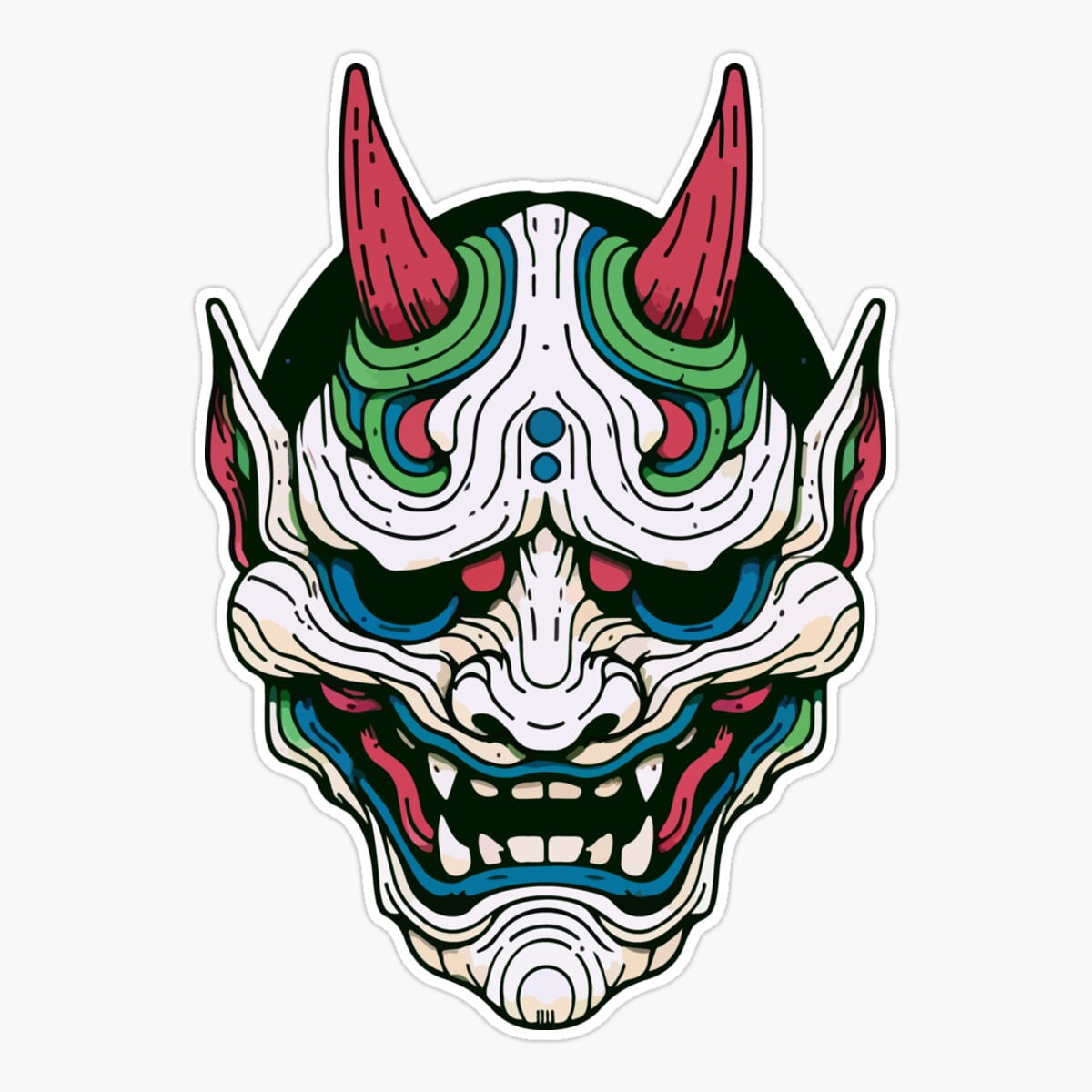 Onim Hanya Mask Of Yokai Oni Aesthetic Japanese Sticker, Phone Decal ...