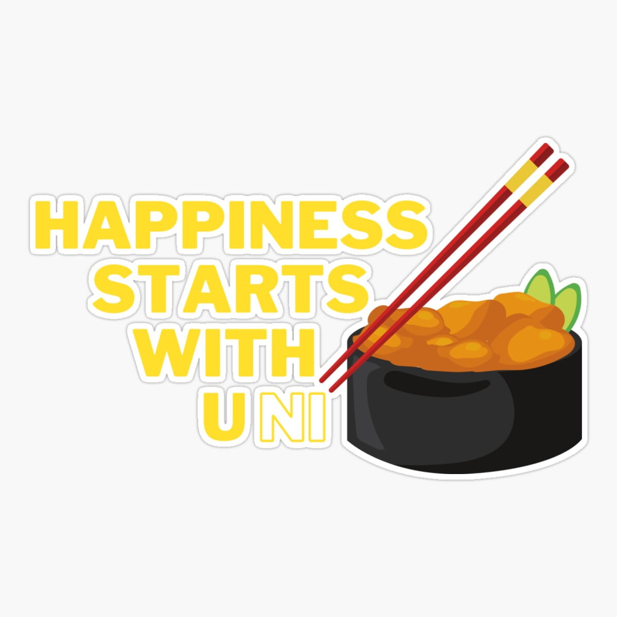 Onim Happiness Starts With Uni Sticker, Phone Decal Water Bottle ...
