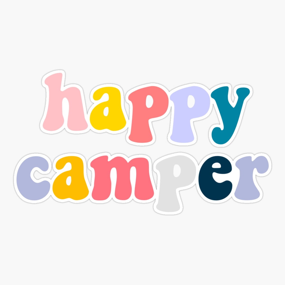 Onim Happy Camper Sticker Sticker, Phone Decal Water Bottle Stickers ...