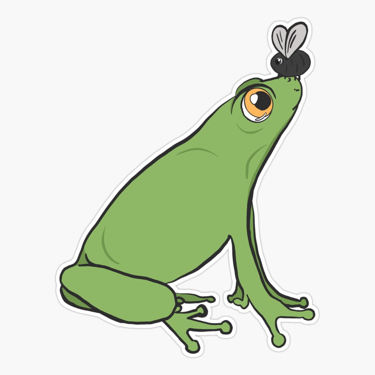 Onim Happy Frog With Fly Friend Sticker, Phone Decal Water Bottle ...