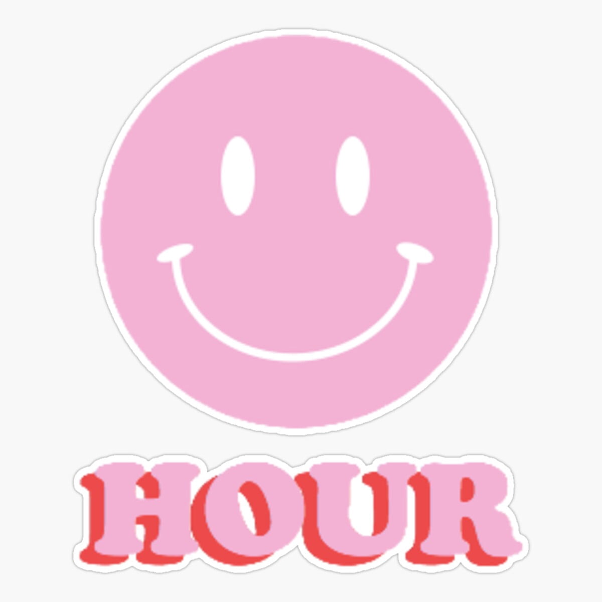 Onim Happy Hour Sticker With Smiley Face - Pink Sticker, Phone Decal ...