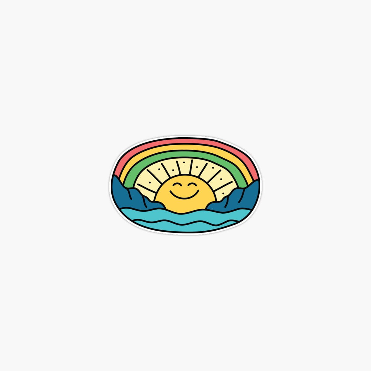 Onim Happy Sun Sticker, Phone Decal Water Bottle Stickers Car Decals ...