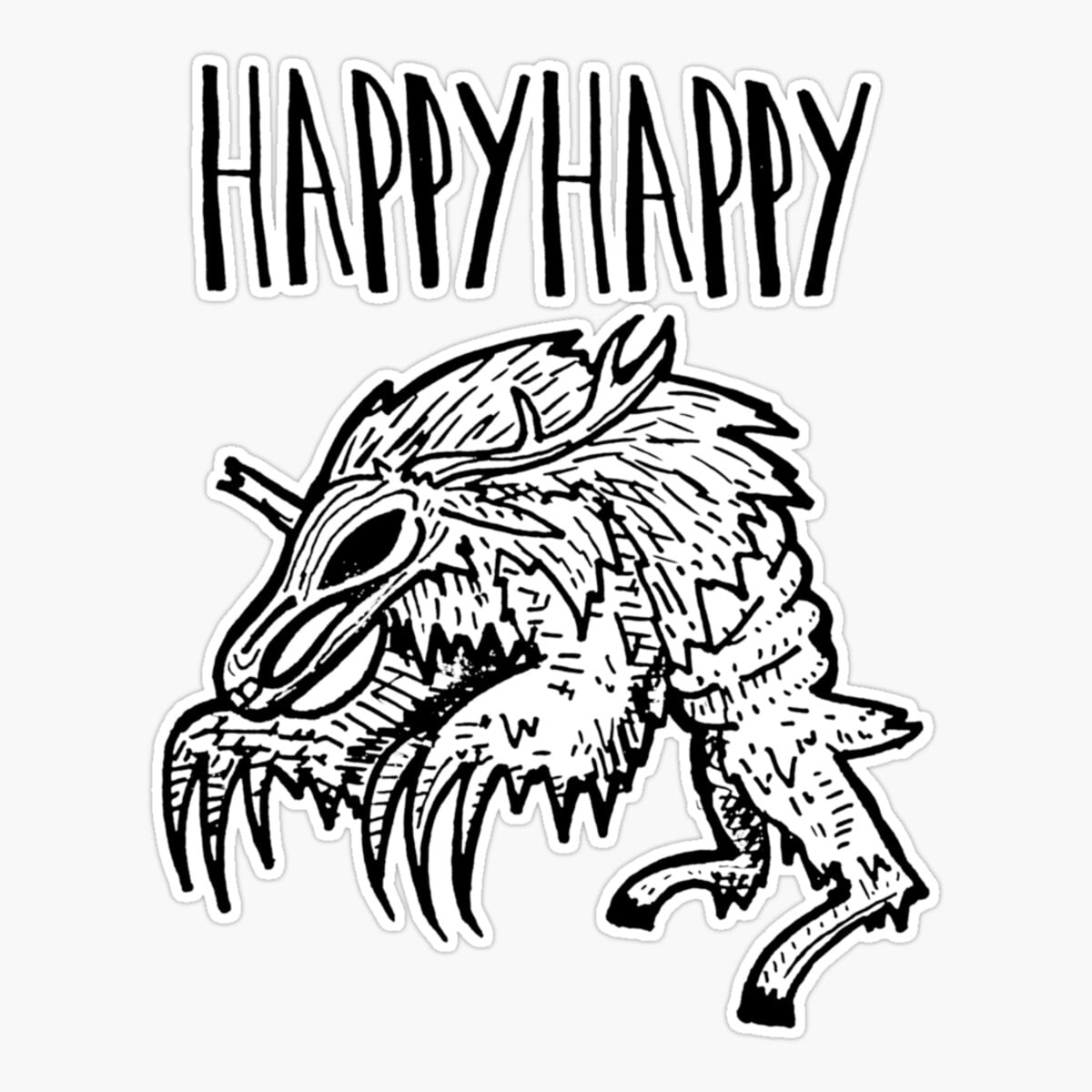 Onim Happyhappy Wendigo Black Sticker, Phone Decal Water Bottle ...