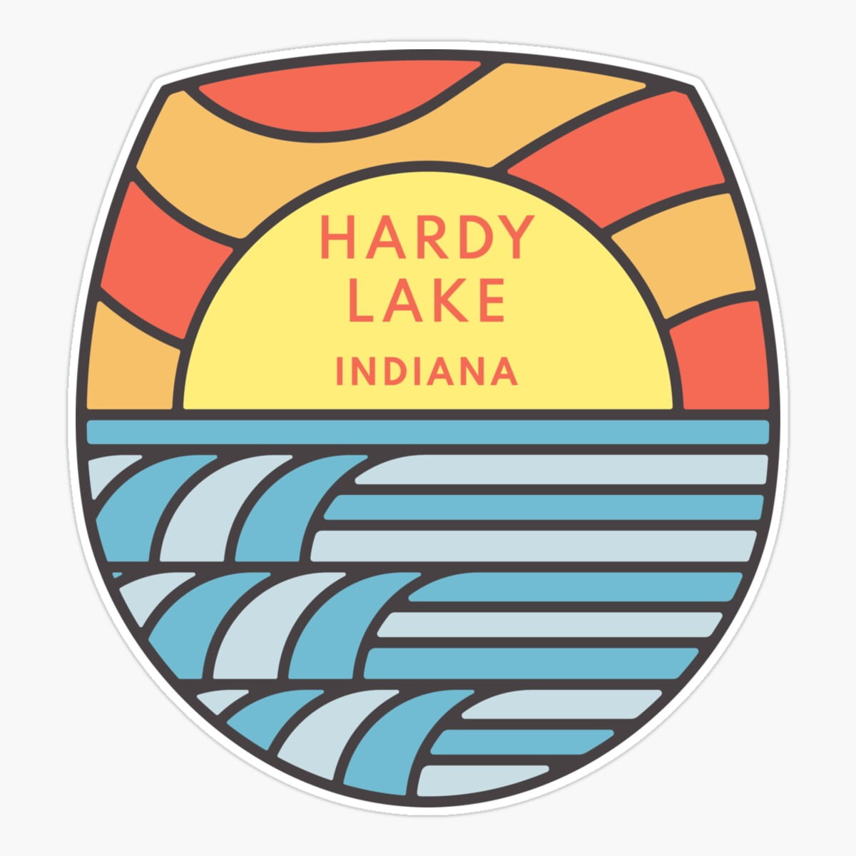 Onim Hardy Lake Indiana In Retro Water Sunrise And Sunset Sticker ...