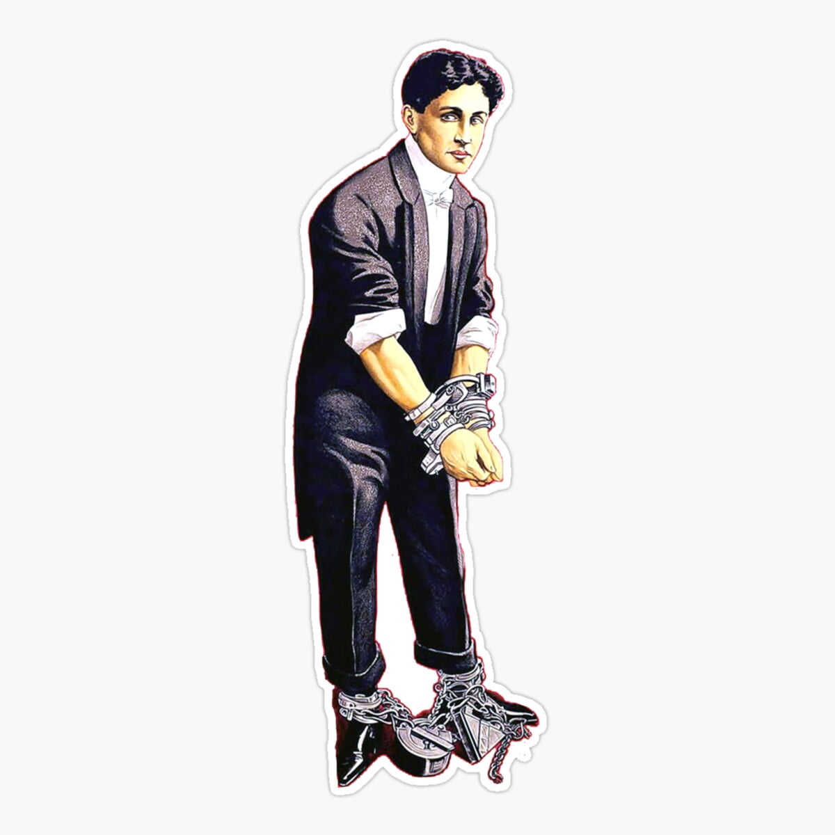 Onim Harry Houdini - Vintage Art Sticker, Phone Decal Water Bottle ...