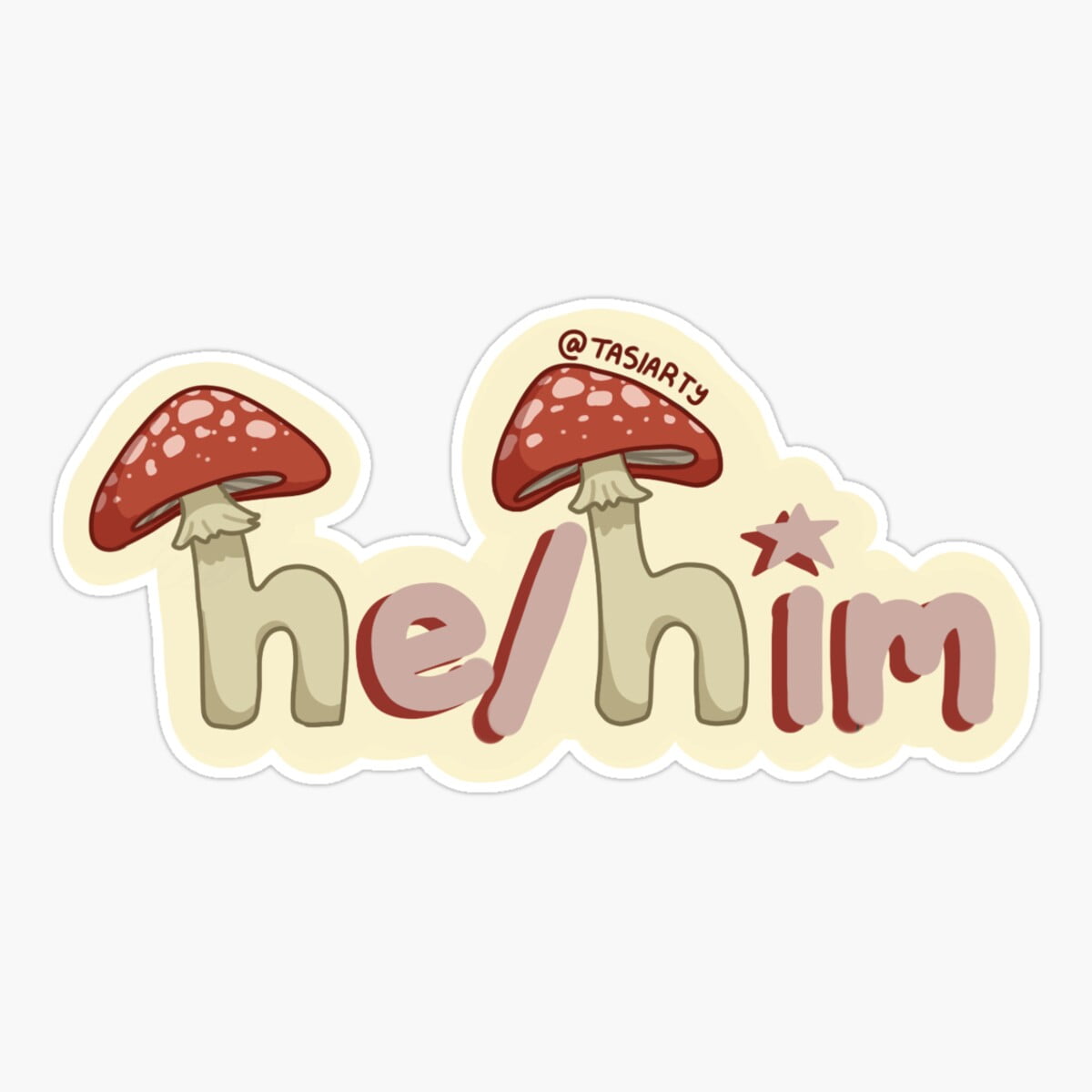 Onim He/Him Mushroom Pronoun Stickers/Pins/Masks Sticker, Phone Decal ...