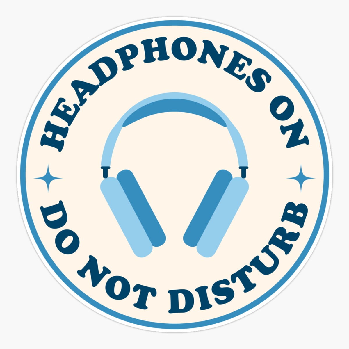 Onim Headphones On Do Not Disturb Sticker - Blue And Blue Sticker ...