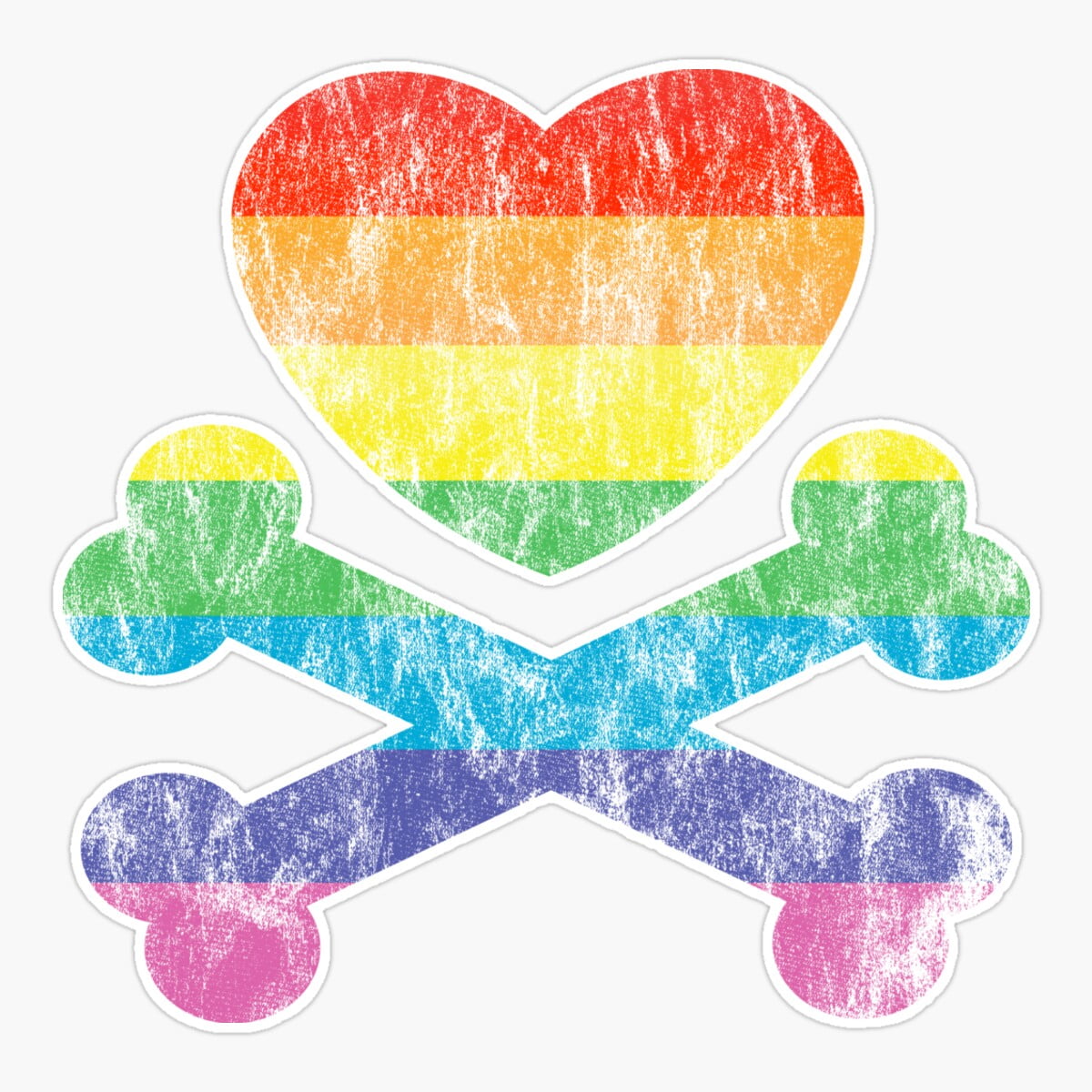 Onim Heart And Crossbones Sticker, Phone Decal Water Bottle Stickers ...