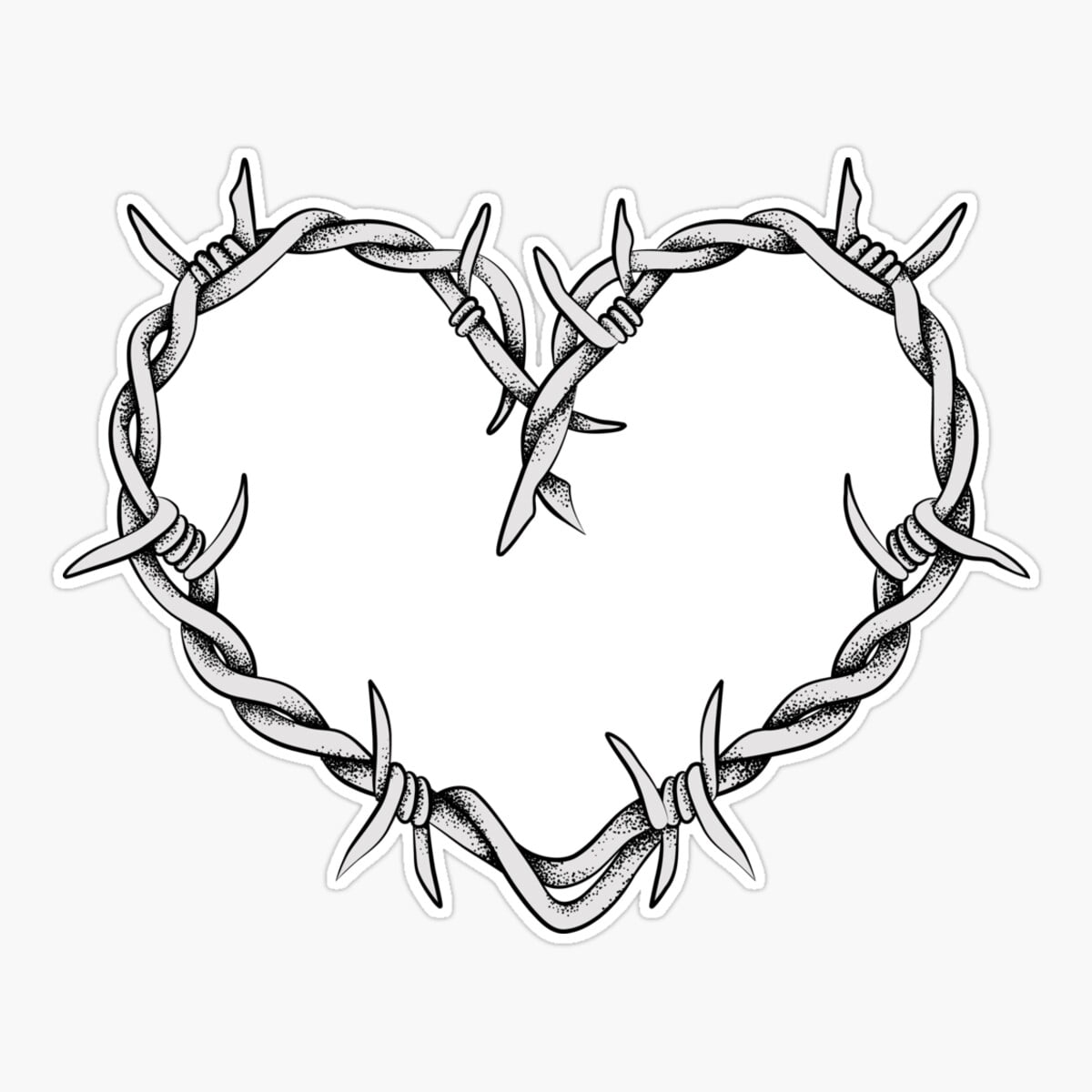 Onim Heart Shape Of Barbed Wire Sticker, Phone Decal Water Bottle ...
