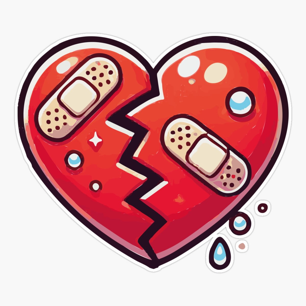 Onim Heartbroken Heart With Bandages - Healing Love Sticker Sticker ...