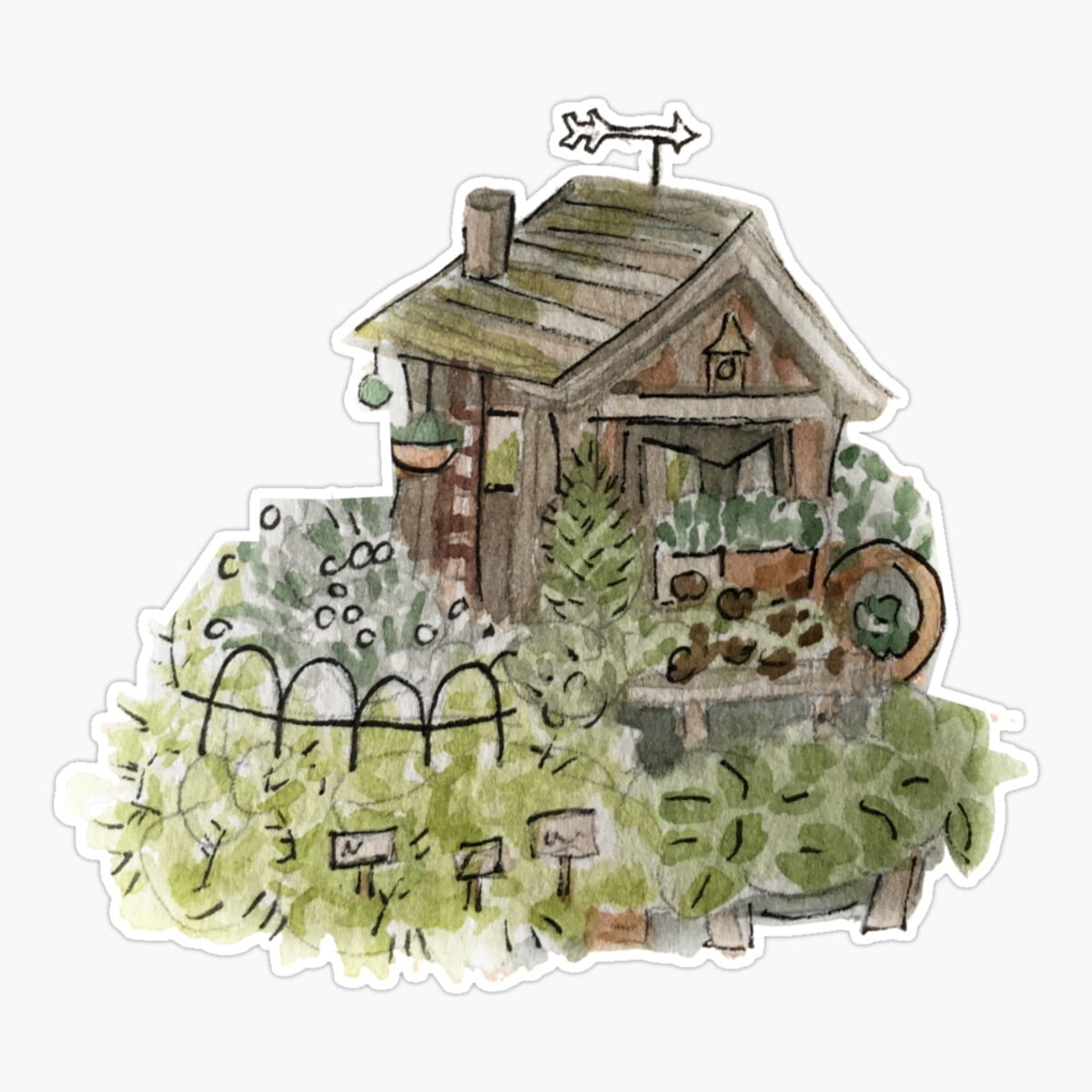 Onim Hedge Witch Garden Shed - Green House Witchy Sticker, Phone Decal ...