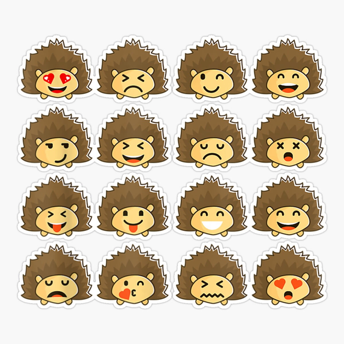 Onim Hedgehog Different Emotion Emoji Shirt- Funny Emoji Sticker, Phone ...