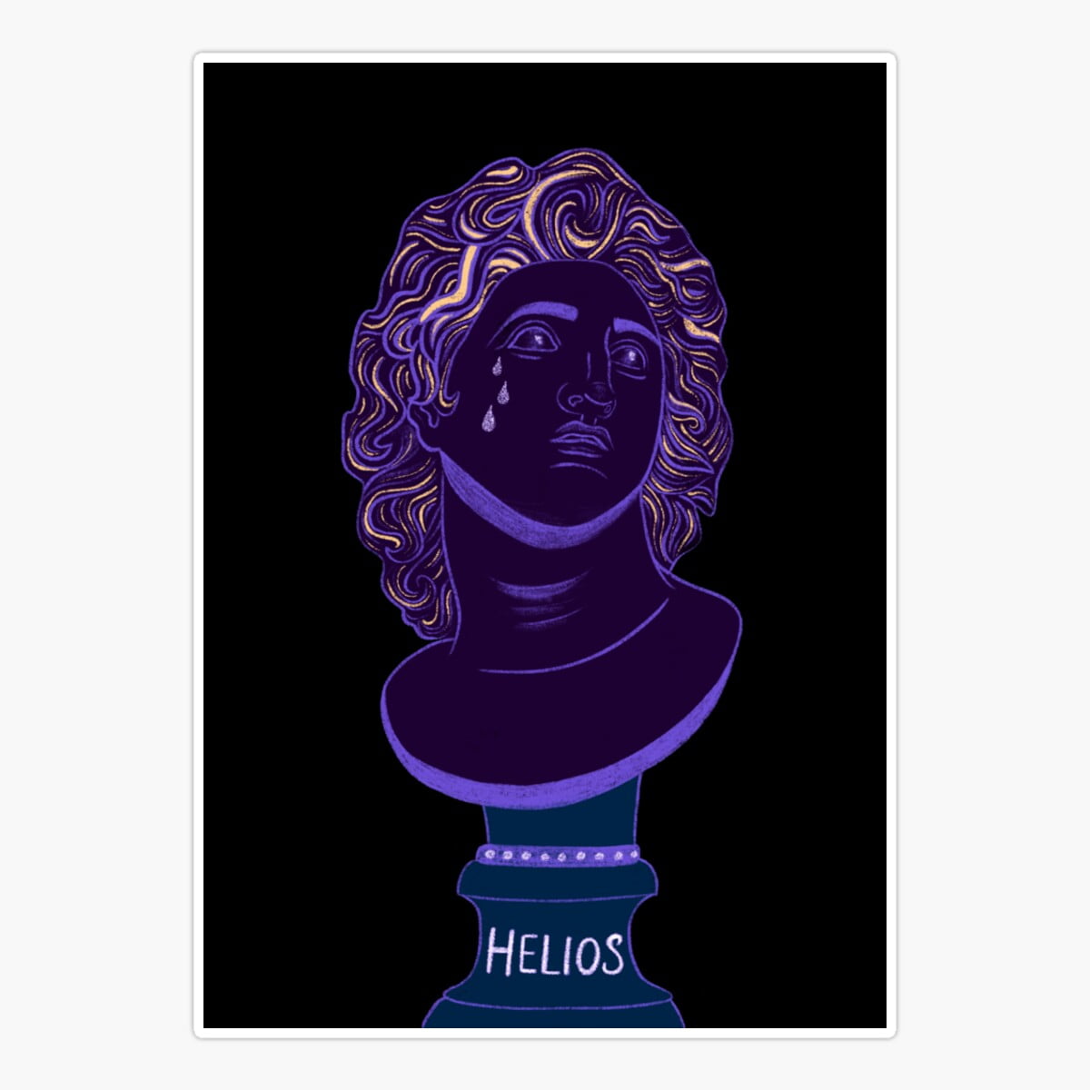 Onim Helios Greek God Sculpture Vaporwave Sticker, Phone Decal Water ...