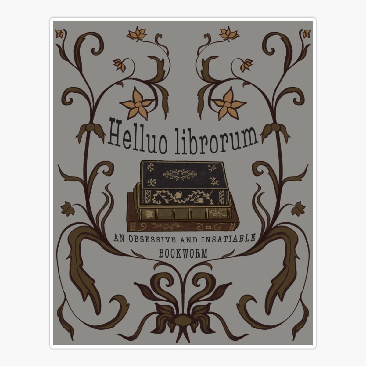 Onim Helluo Librorum Dark Academia Bookworm Vintagecore Design Sticker ...