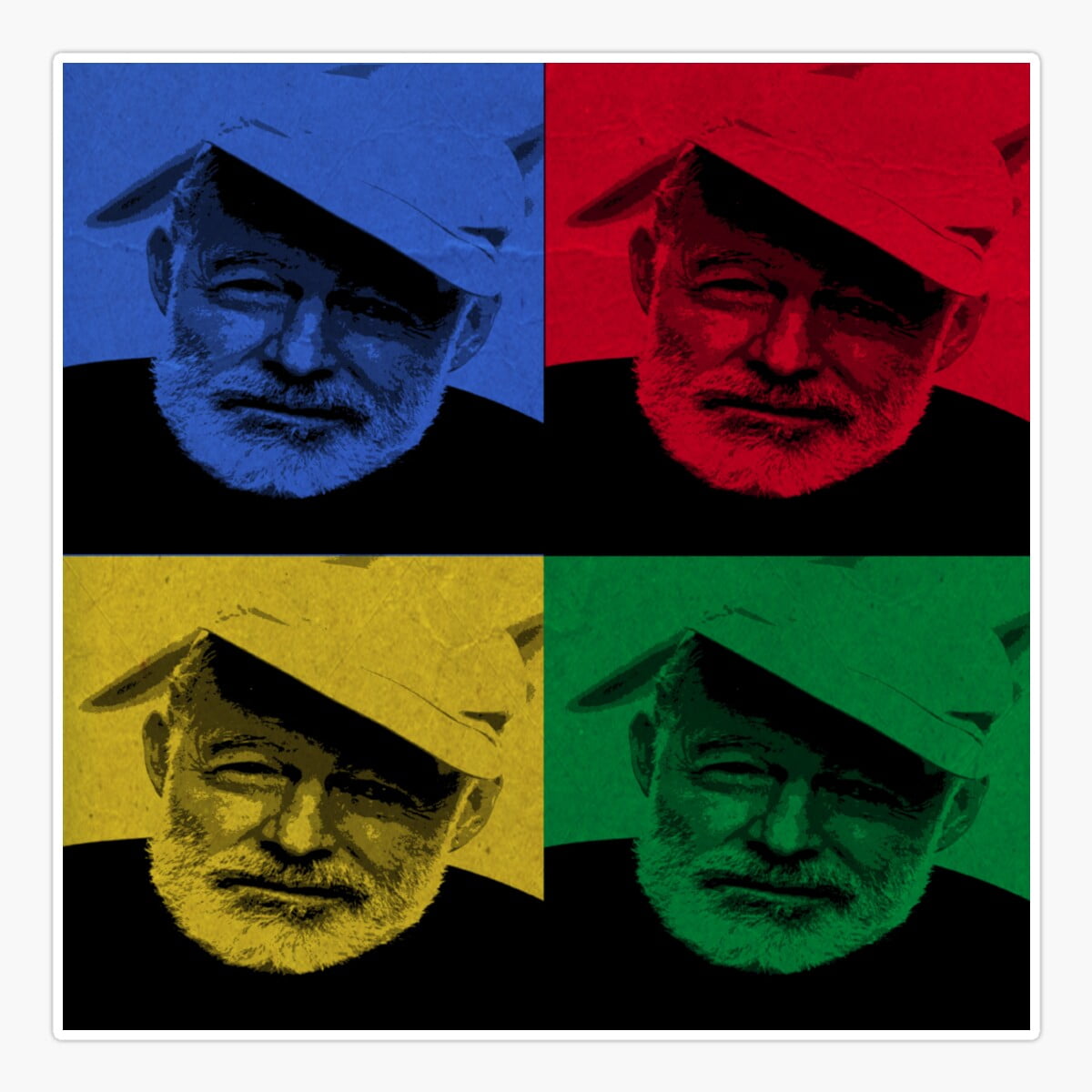 Onim Hemingway Pop Art Art Sticker, Phone Decal Water Bottle Stickers ...