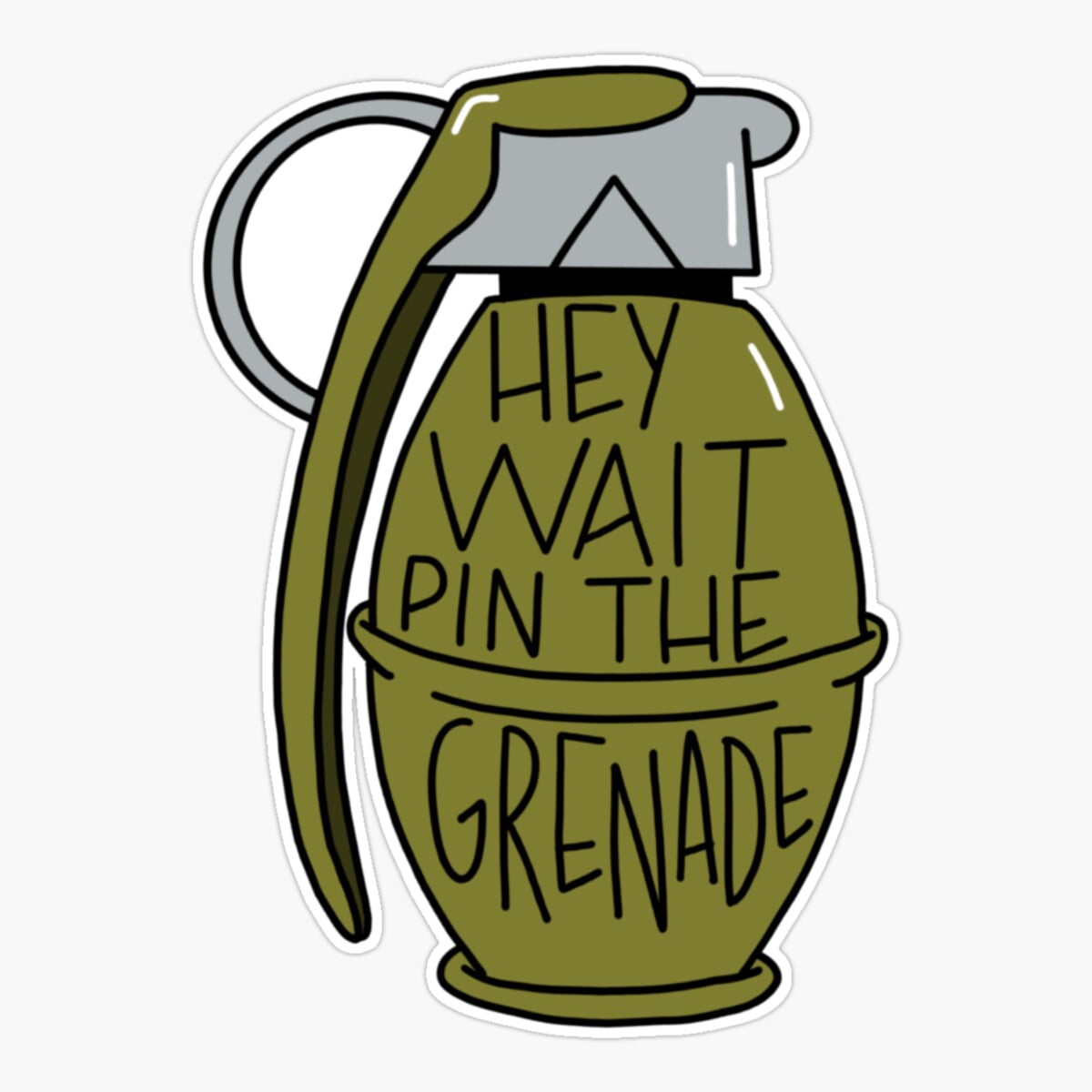 Onim Hey Wait, Pin The Grenade Sticker, Phone Decal Water Bottle ...